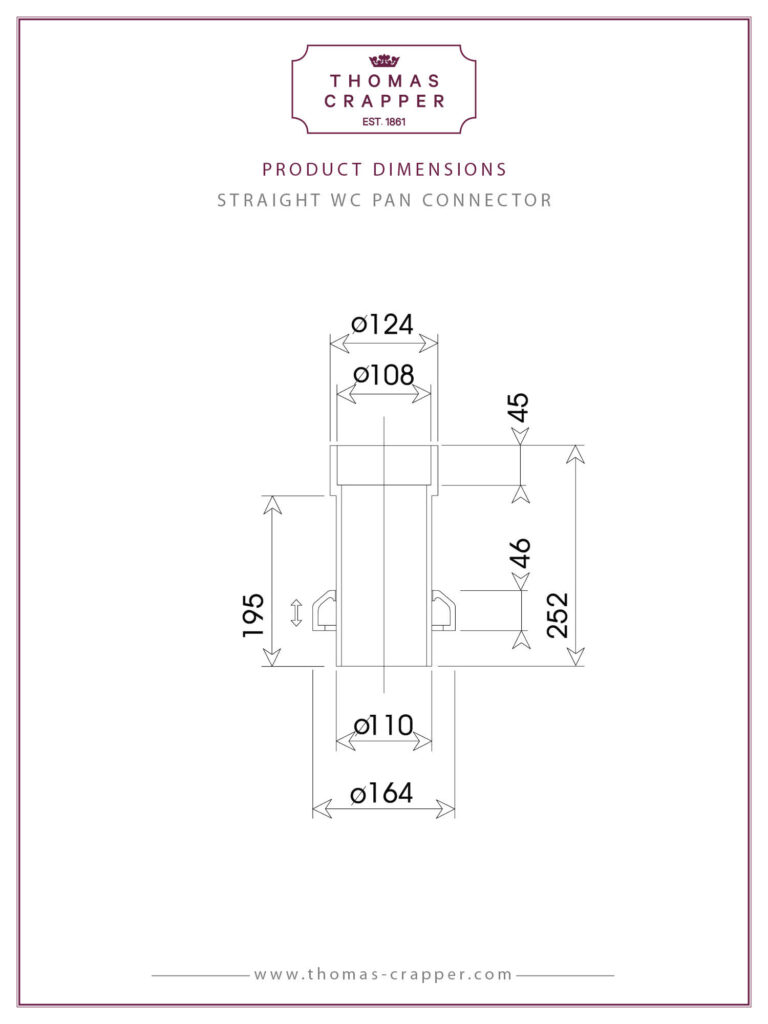Straight Ceramic W.C. Pan Connector from Thomas Crapper & Co Ltd