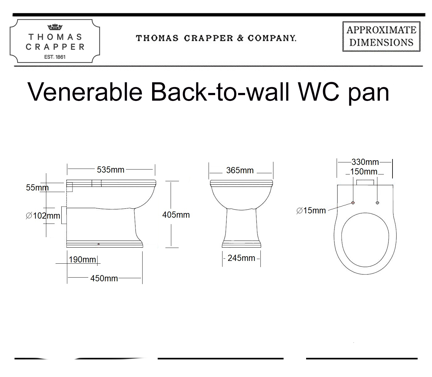 Traditional Venerable Back-to-wall WC pan - Thomas Crapper & Co Ltd.