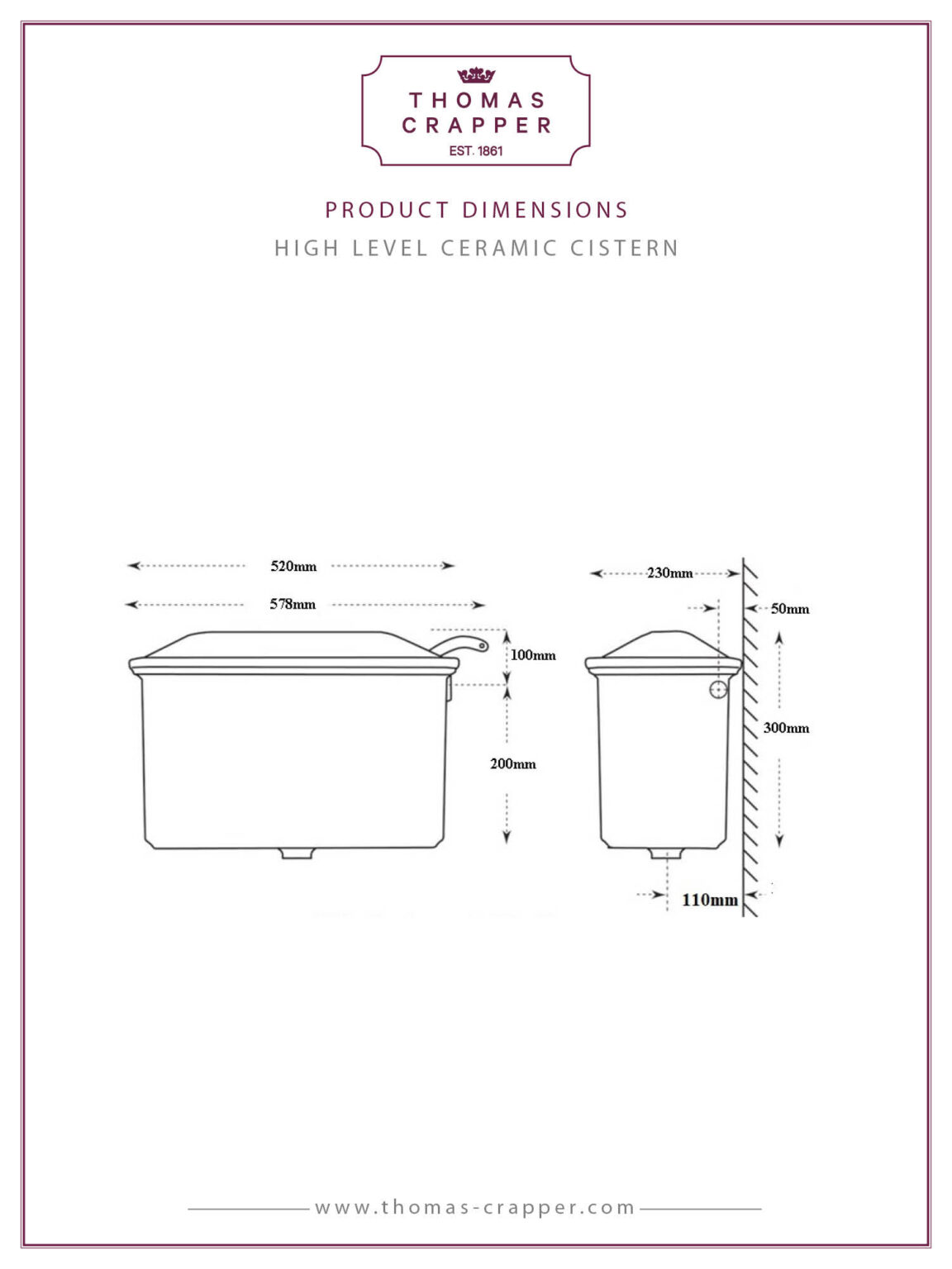 High Level Ceramic Cistern | Thomas Crapper