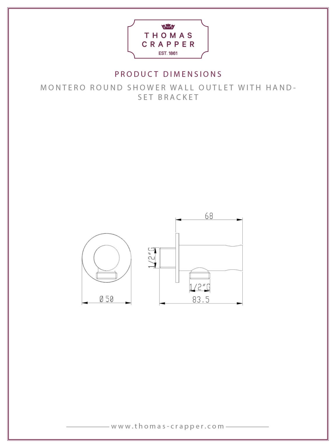 Modern Shower Outlet and Bracket | Thomas Crapper & Co Ltd.